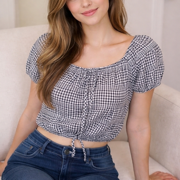Papaya | Tops | Papaya Black And White Checkered Crop Top | Poshmark